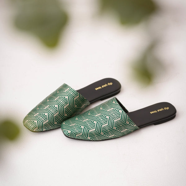 Emerald and Gold Mules – Dip Your Toes