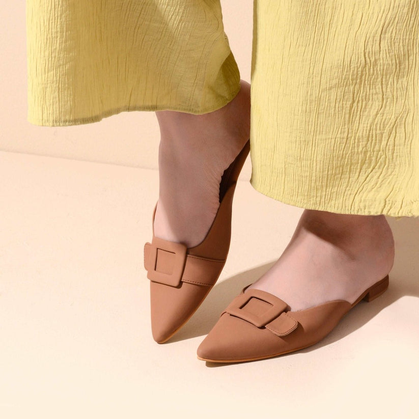 Burnt Orange Buckled Mules – Dip Your Toes
