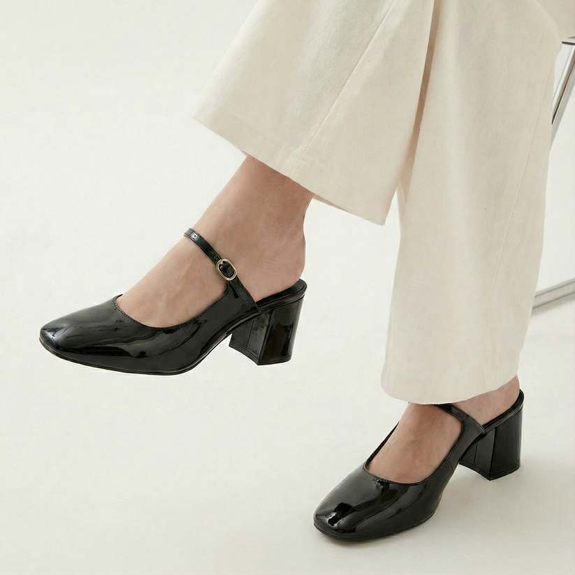 Black Patent Block heels – Dip Your Toes
